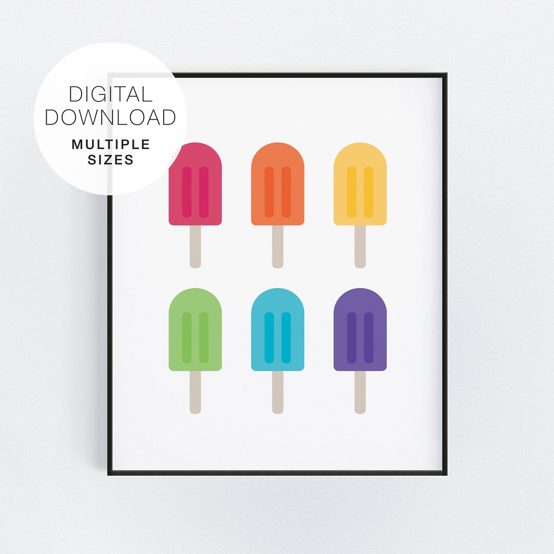Popsicle Printable, Hello Summer Sign, Popsicle Art Print, Kids Summer ...