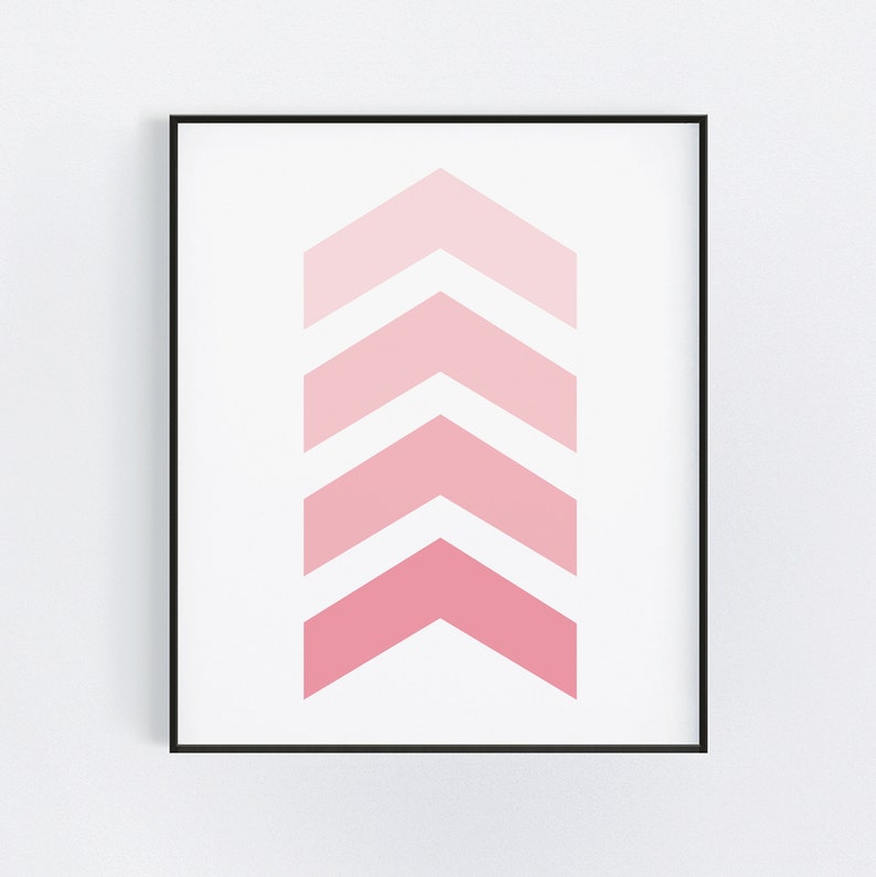 Pink Chevron Wall Decor Printable Shades of Pink Arrow Art | Etsy