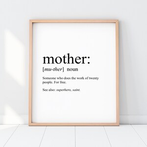 Mother's Day Dictionary Definition Printable, Mother's Day Funny Sign ...