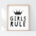 Girls Rule Black and White Printable Girls Rule Kids Poster - Etsy Canada