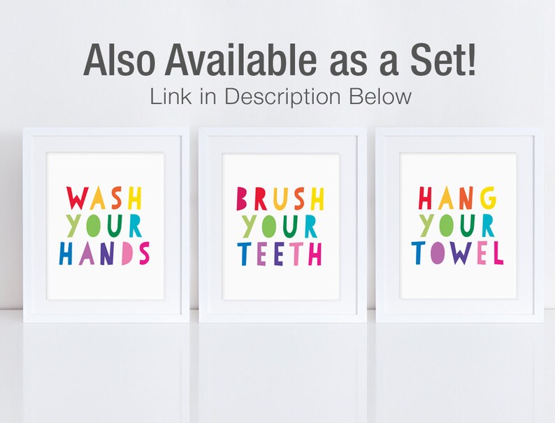 Brush Your Teeth Printable Sign Brush Teeth Bathroom Art | Etsy