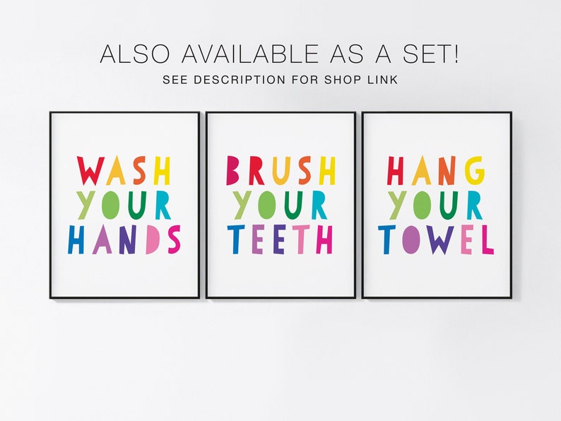 Brush Your Teeth Printable Sign Brush Teeth Bathroom Art - Etsy