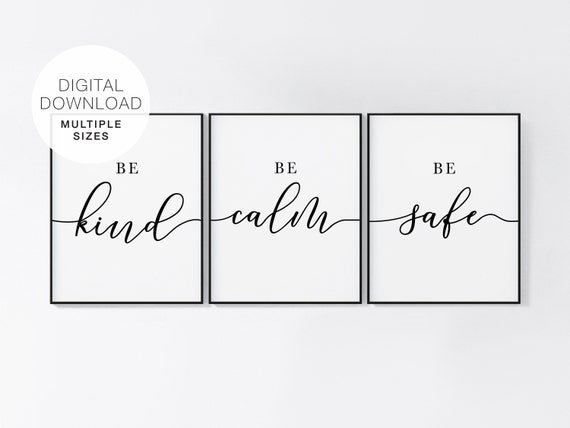 Be Kind Be Calm Be Safe Art Prints Dr Bonnie Henry Quote | Etsy