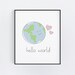 Hello World Printable, Hello World Art Print, Hello World Nursery, Blue ...