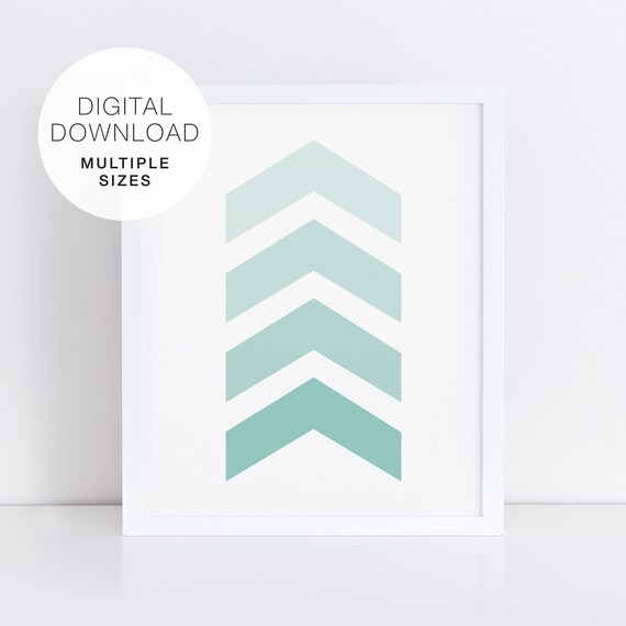 Mint Green Chevron Wall Decor Printable Shades of Green Arrow | Etsy