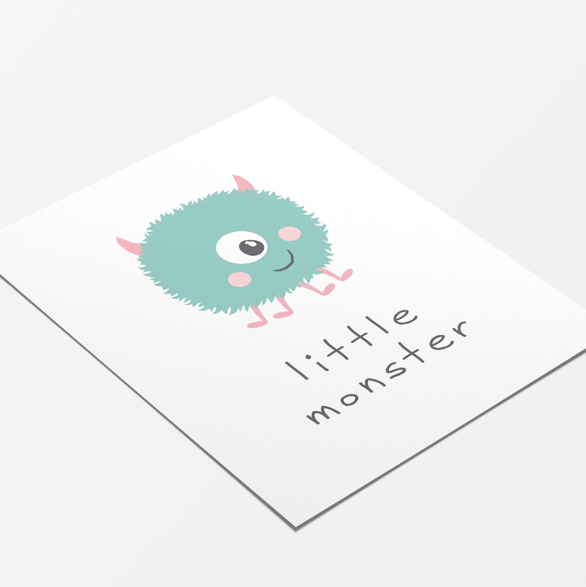 Little Monster Printable Kids Room Art Mint Pink and Grey | Etsy