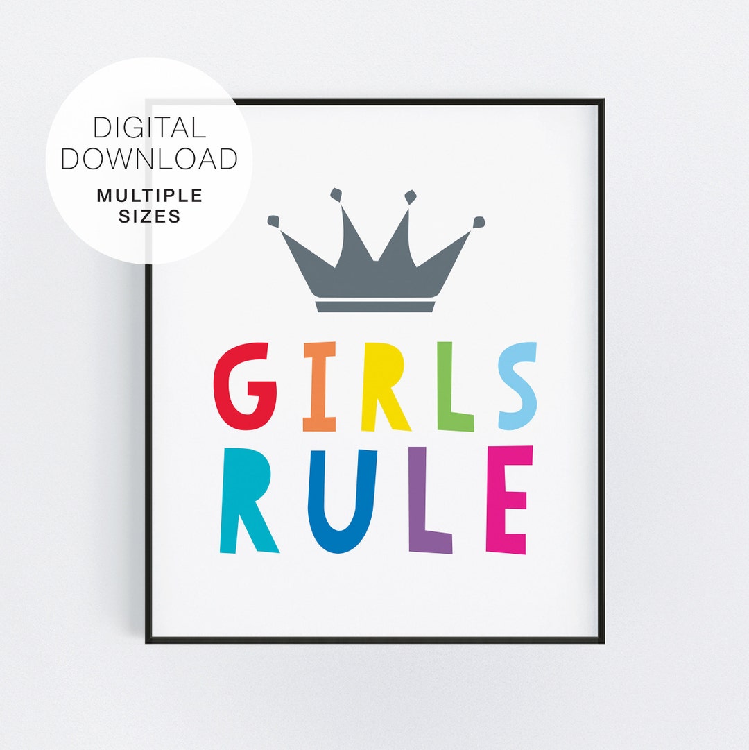 Girls Rule Rainbow Printable Girls Rule Kids Poster Girl - Etsy
