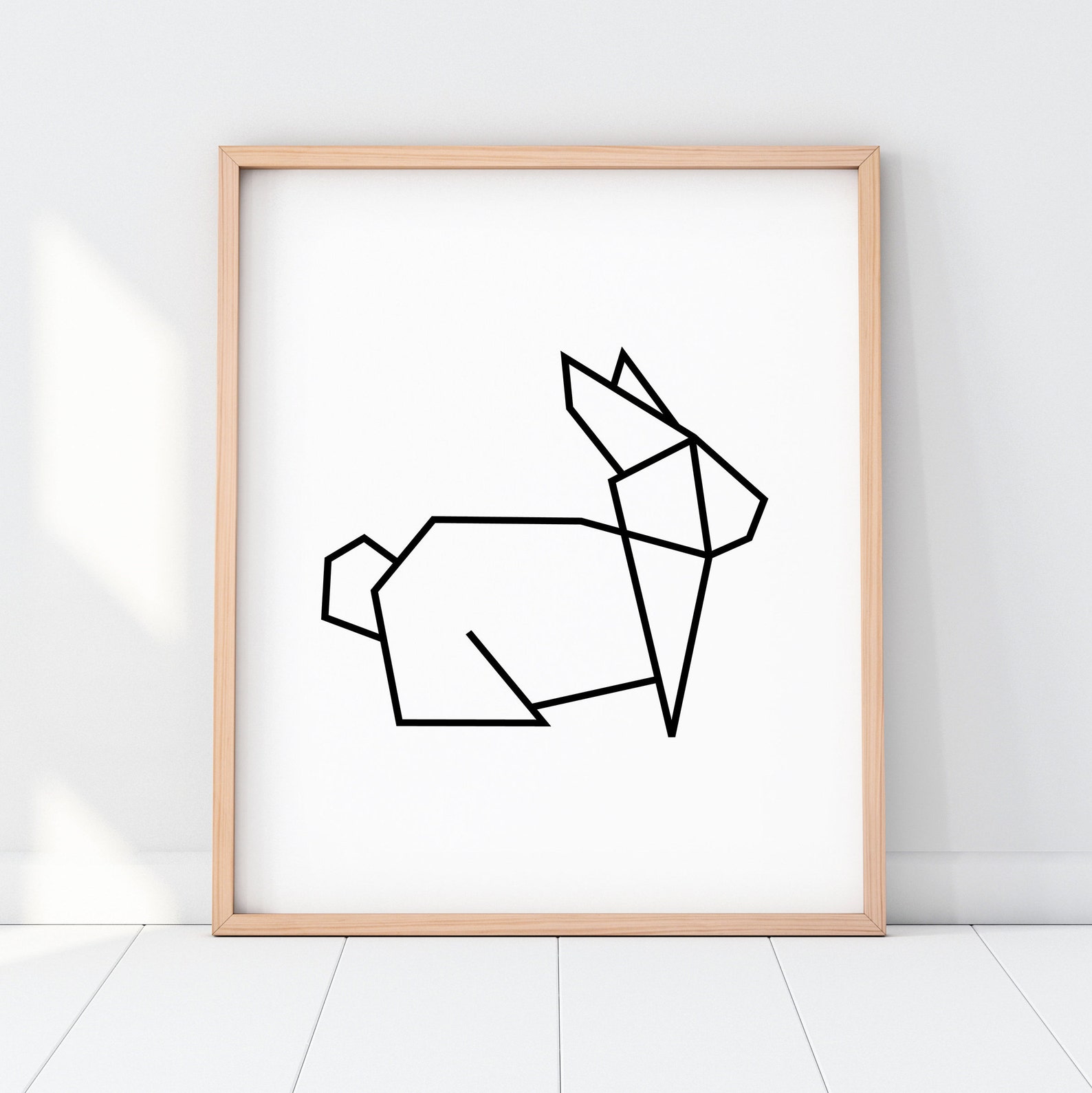 Origami Geometric Bunny Printable Origami Black and White Art | Etsy