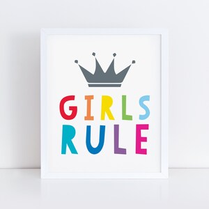Girls Rule Rainbow Printable Girls Rule Kids Poster Girl - Etsy