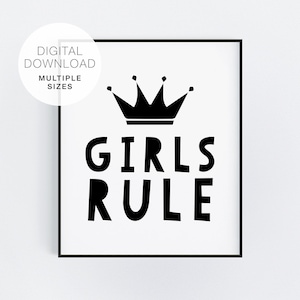 Girls Rule Black and White Printable Girls Rule Kids Poster - Etsy Canada