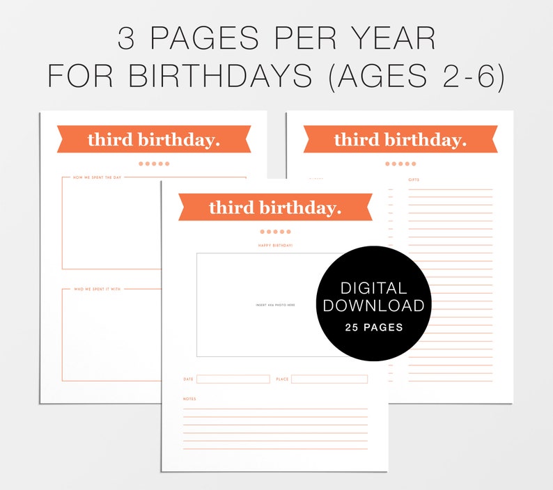 Add-on Pages: 2-6 Years Milestones & Birthdays Digital Baby - Etsy