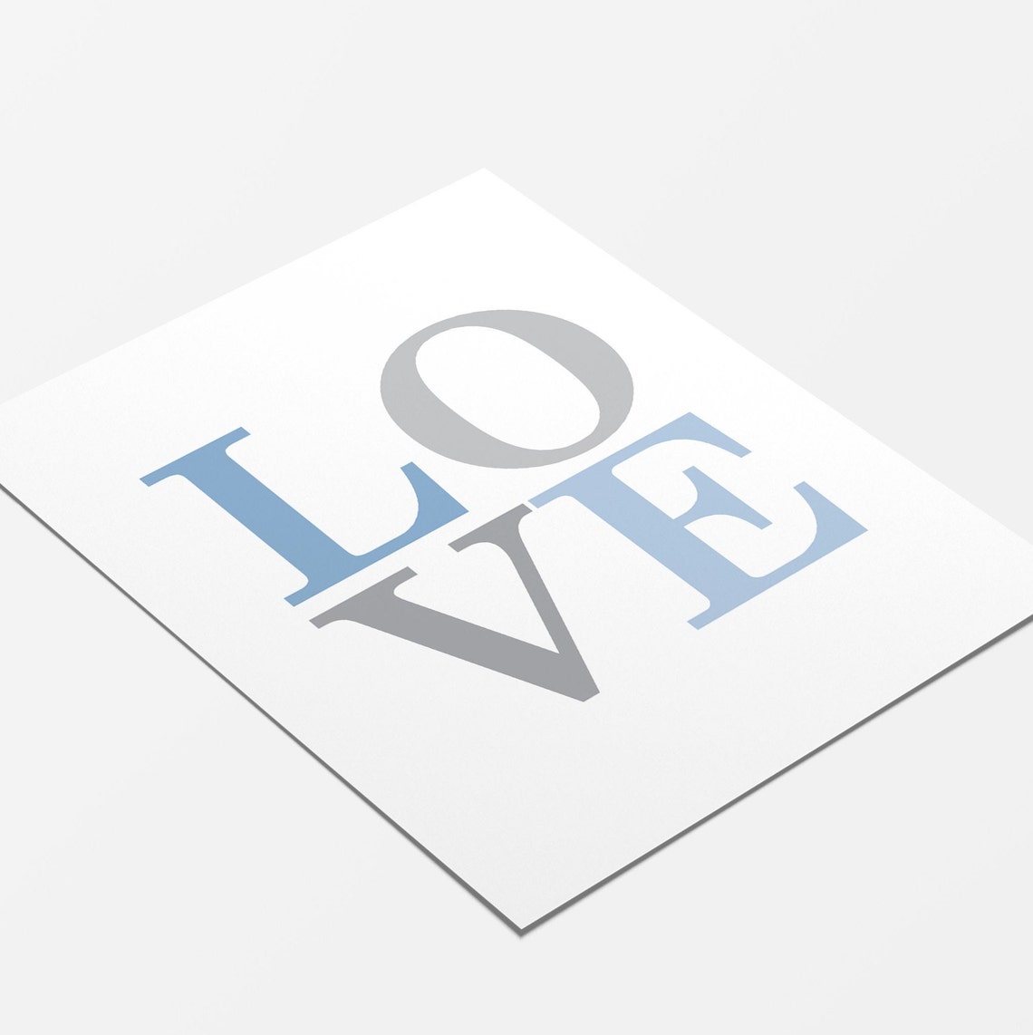Love Word Art Printable Baby Blue and Grey Nursery Art Blue - Etsy