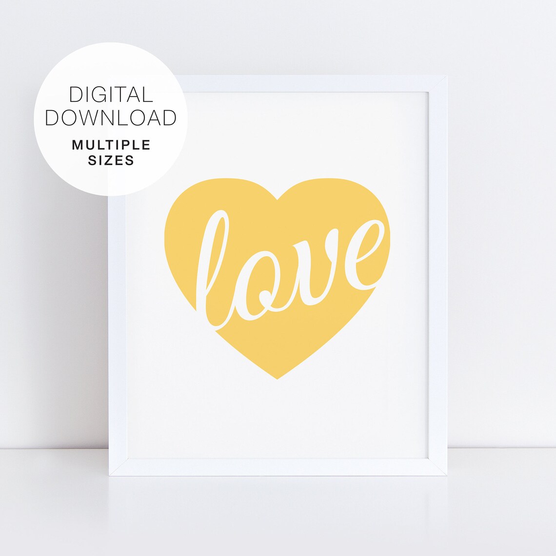Yellow Heart Love Wall Decor Printable Yellow Heart Yellow - Etsy
