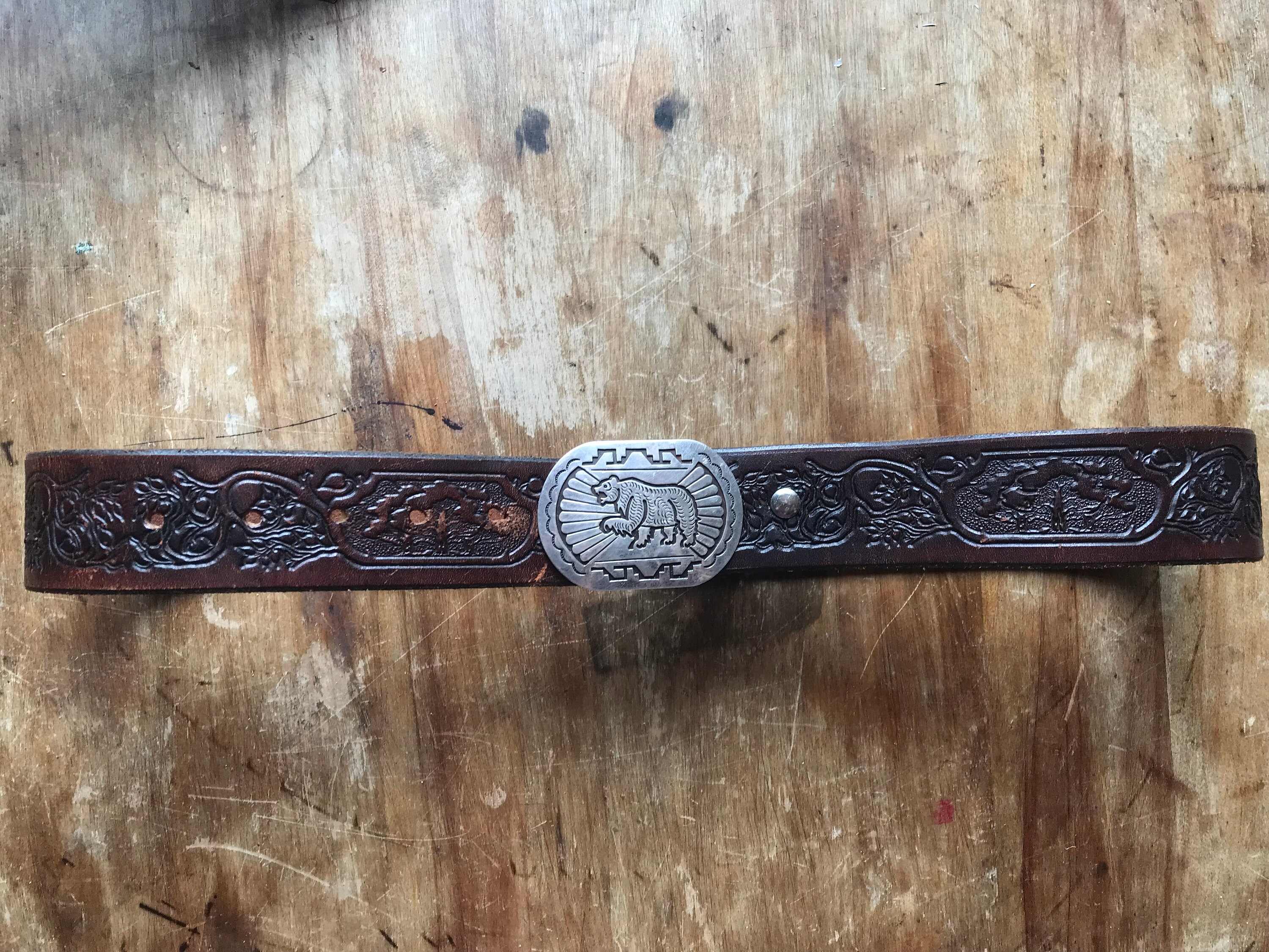 Vintage Zuni Sterling Silver Overlay Bear Buckle With Beautiful ...