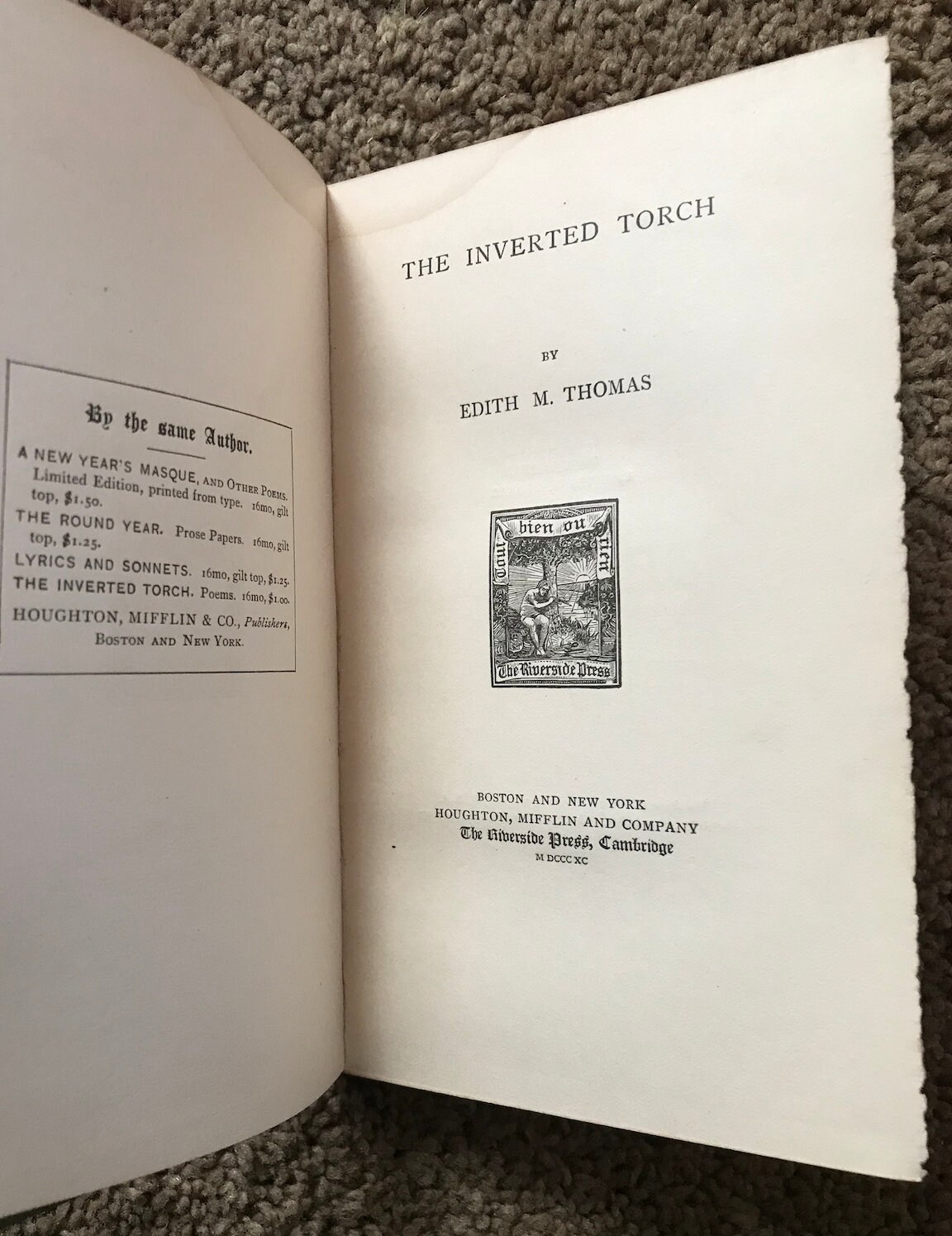 The Inverted Torch by Edith M. Thomas, Rare, Beautiful Antique Book of ...
