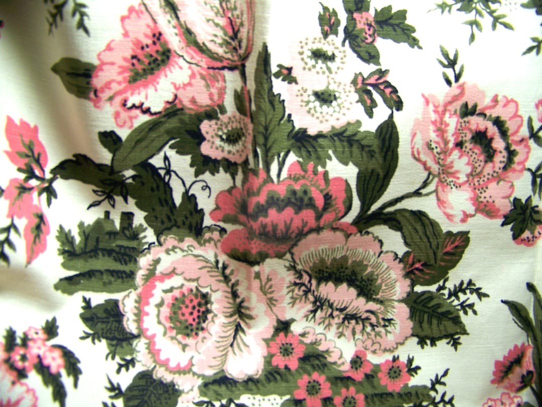 1950's Waverly Cotton Fabric Sample FLORAL "northampton" 24" W X 25" L ...