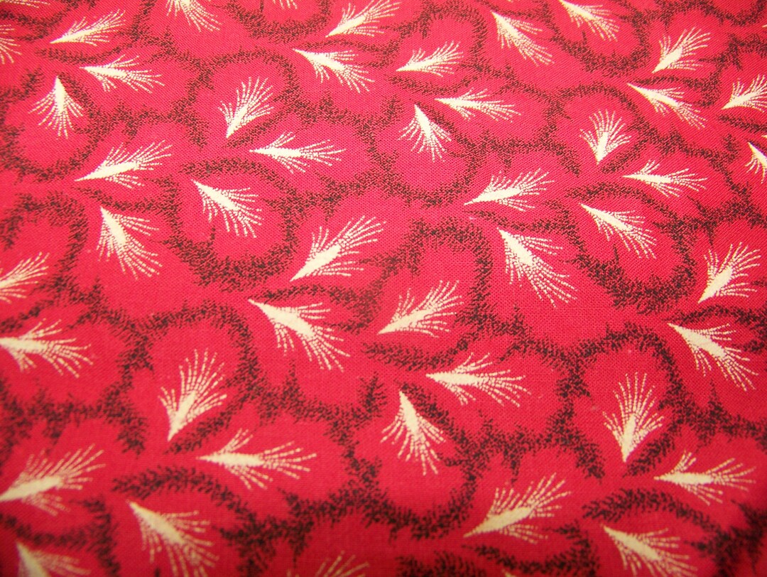 1960s Mod Leaf Cotton Fabric: Red, Black, White (46" X 36") Inv9 - Etsy