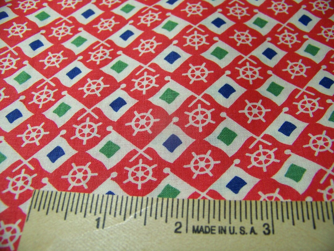 1950's Cotton Fabric SHIP WHEEL FLAGS 36" W X 54" L Quilting Invd - Etsy