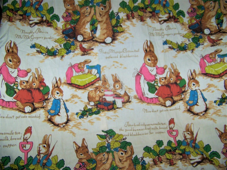Vintage Beatrix Potter PETER RABBIT 1970's Cotton Pinch - Etsy