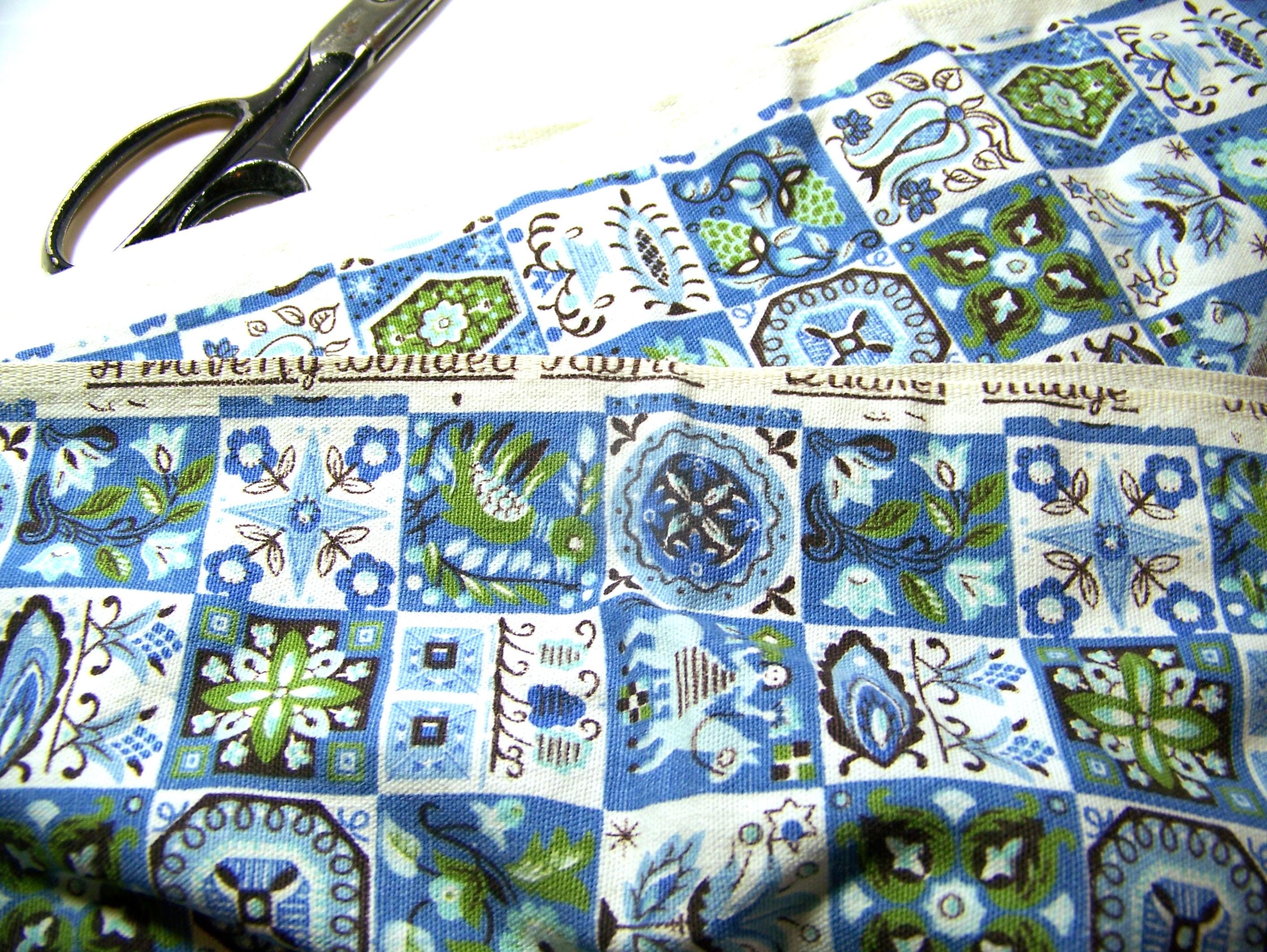 Vintage 1960s Waverly Cotton Fabric: Quaker Village Blues, 48x35" Invam ...