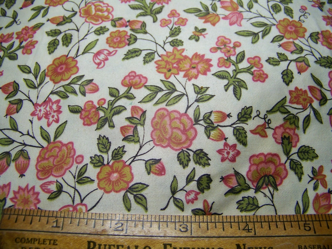 1960s Waverly Cotton Fabric: Rose Floral Camille Print (44x36") Inv50 ...