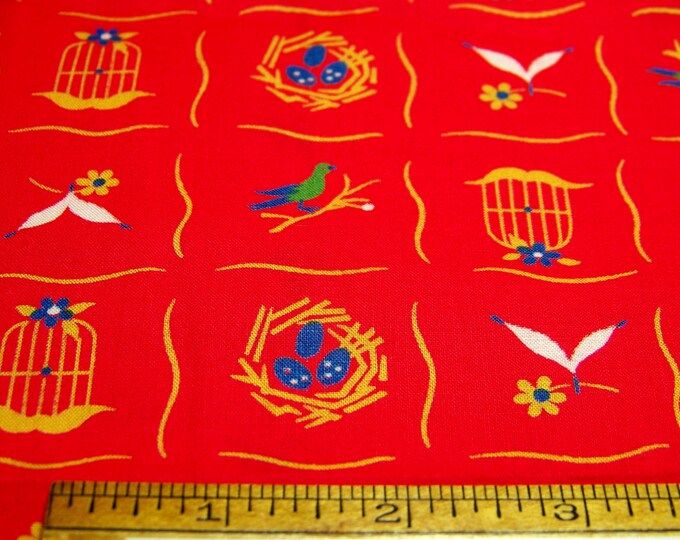 Vintage 1950's Cotton Fabric 36" Wide BIRDS & DAISIES 36" Wide X 50 ...
