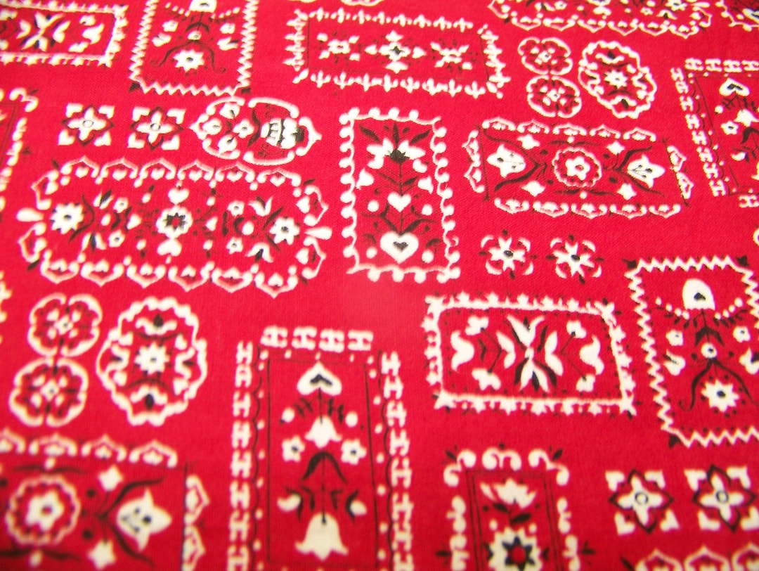 1950's Cotton BANDANA FLORAL 36" W X 36" L Quilting Sewing Fabric Inv9 ...