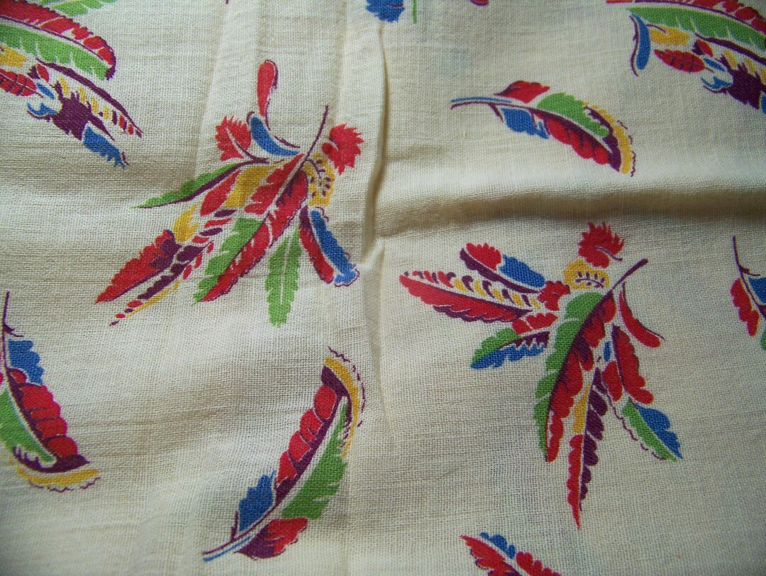 1950's Feedsack Open Feed Sack Cotton FEATHERS 36" X 40" Quilting ...