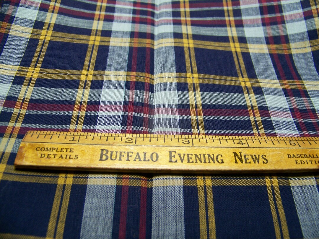 1940"s Cotton Fabric CHAMBRAY PLAID 35" W X 30" L Sewing Decorating ...
