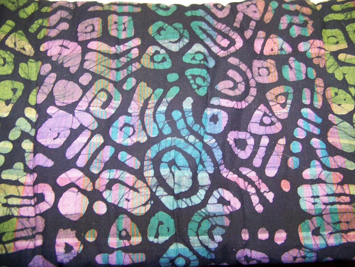 Vintage 1970's Cotton BATIK GEOMETRIC Pink Purple Blue - Etsy