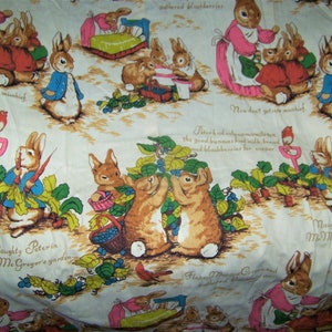Vintage Beatrix Potter PETER RABBIT 1970's Cotton Pinch Pleat Custom ...