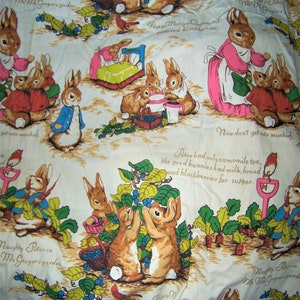 Vintage Beatrix Potter PETER RABBIT 1970's Cotton Pinch Pleat Custom ...