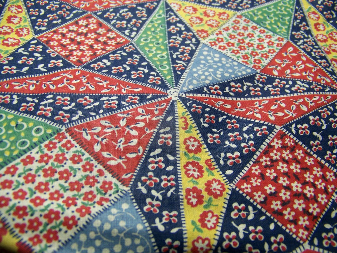 1930's Cotton CHEATER PATCHWORK 36 W 33 L Quilting Sewing Fabric Boho ...