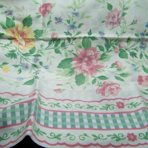 1970's Blended Fabric FLORAL BORDER 40" W 34" L Quilting Sewing Fabric ...