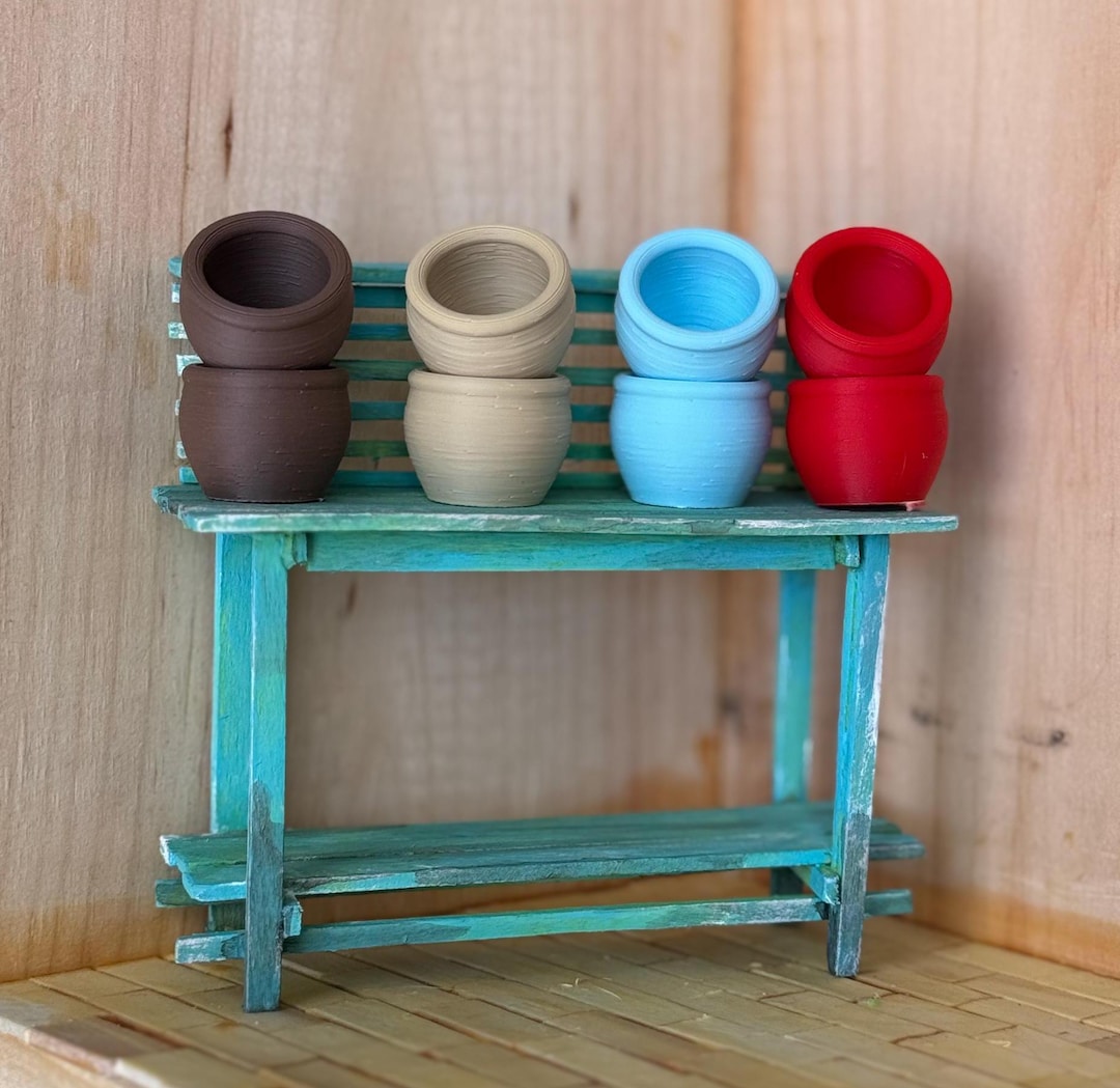 Pair of Rounded Garden Pots - 1:12 Scale Dollhouse Plant Pot Sets ...