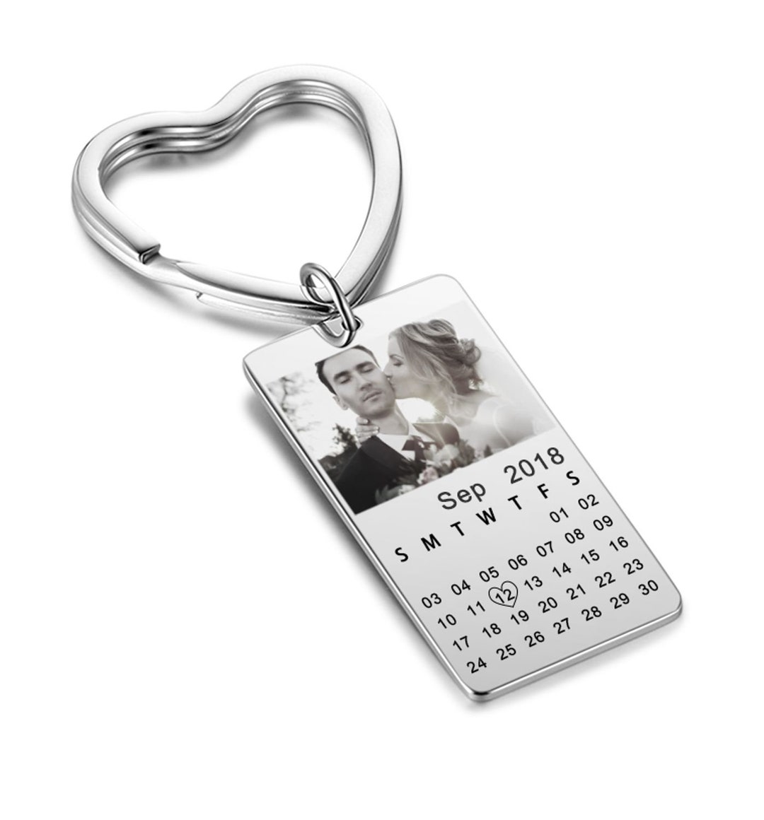 Personalized Stainless Steel Custom Photo Key Chain With Date - Etsy