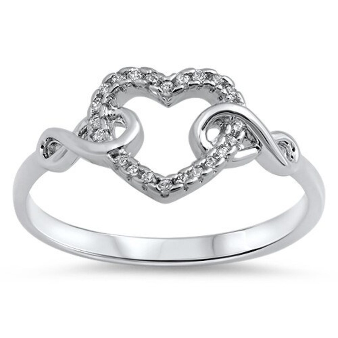 Personalized Sterling Silver Heart With Infinity Symbol Ring Free ...