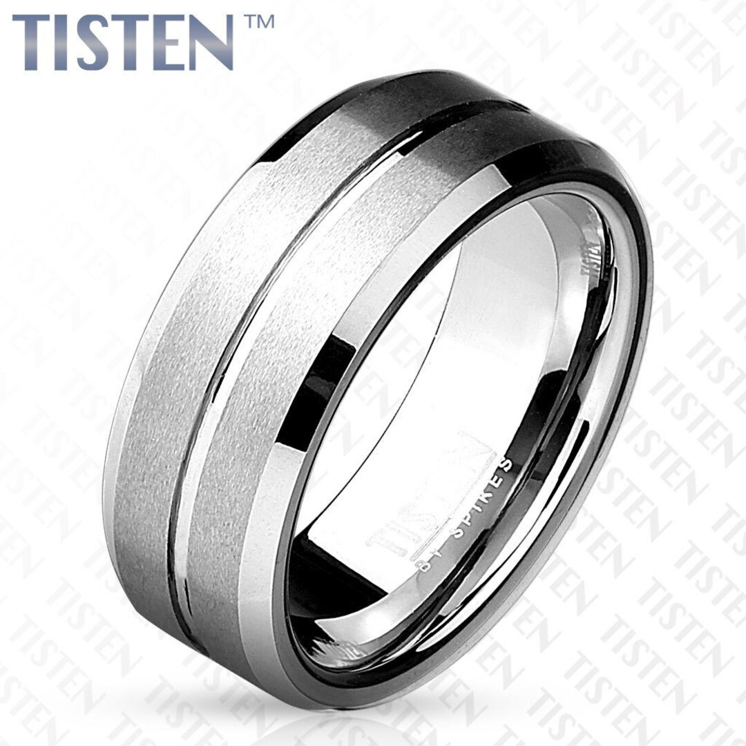Personalized 8mm Matte Grooved Line Center With Beveled Edge Tisten ...
