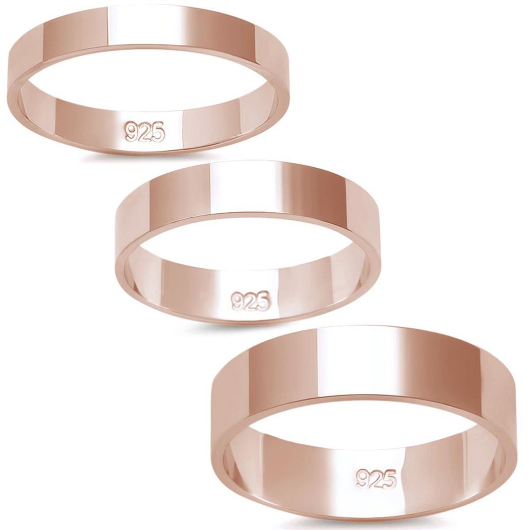 Personalized .925 Sterling Silver Rose Gold Plated Flat Band - Etsy