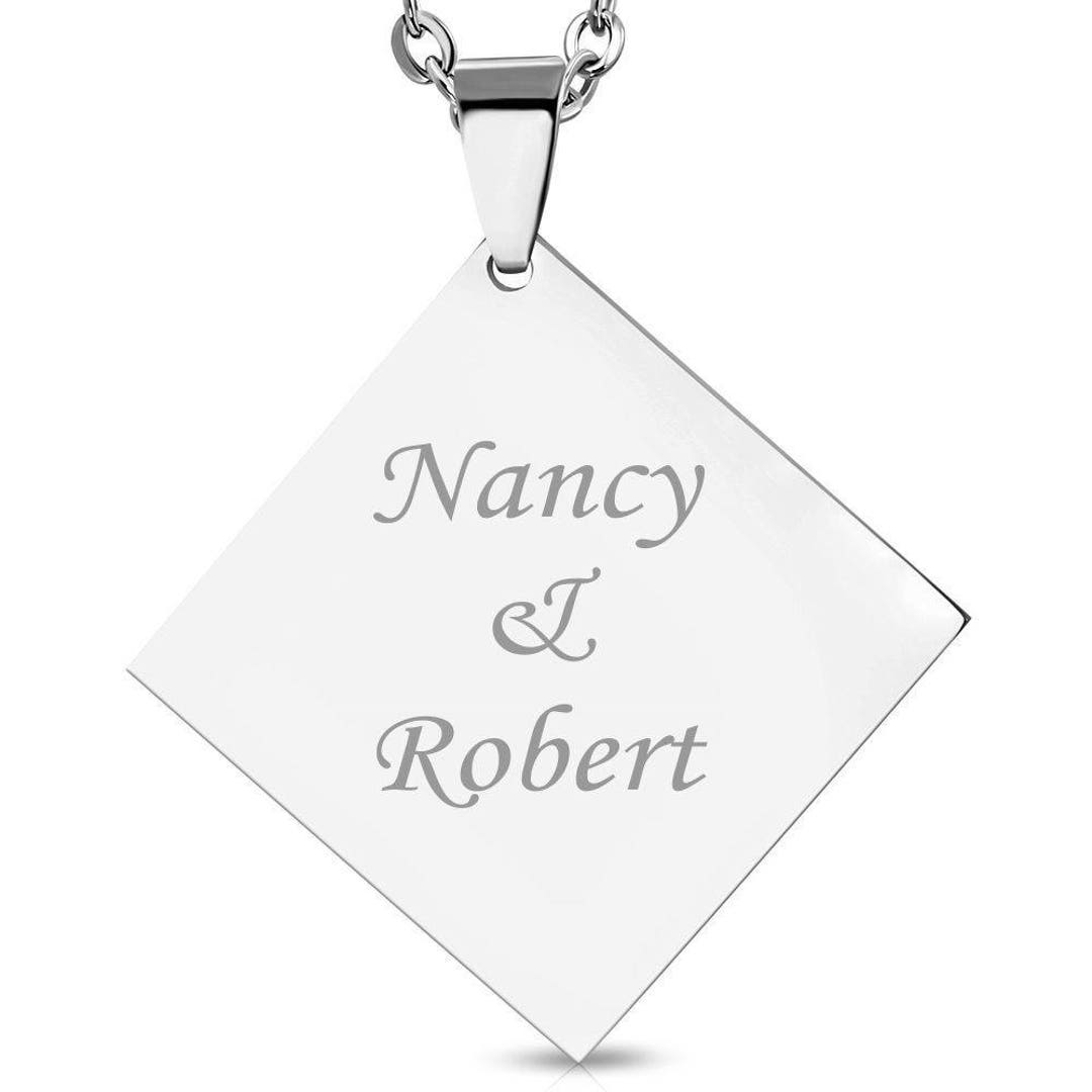 Personalized Stainless Steel Square Pendant With 24 - Etsy