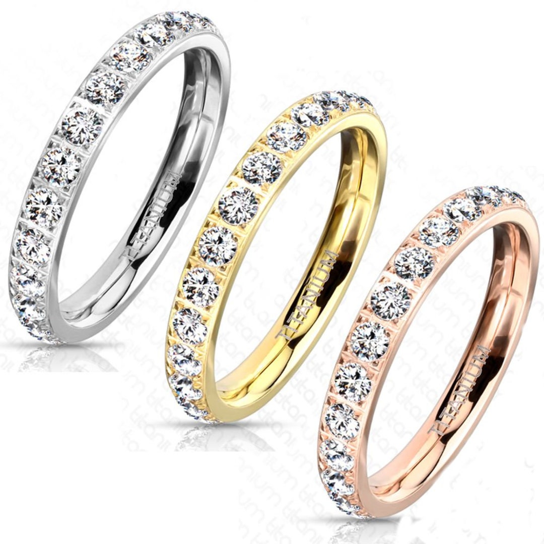 Personalized Quality 3mm Titanium Eternity Ring Free Engraving - Etsy
