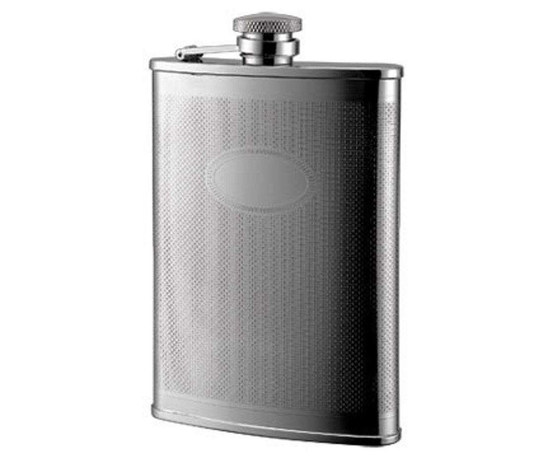 8 Oz. Checkered Pattern With Oval Center Stainless Steel Flask - Etsy