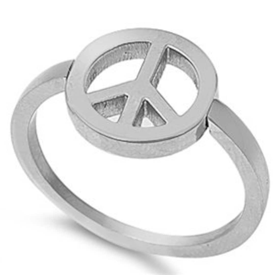 Quality Stainless Steel Peace Sign Ring - Etsy