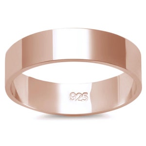 Personalized .925 Sterling Silver Rose Gold Plated Flat Band - Etsy