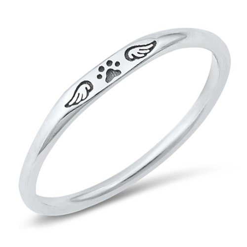 Sterling Silver Paw Print Heart Ring - Etsy