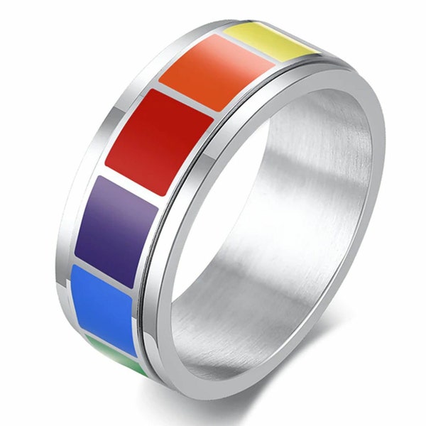 Rainbow Spinner Ring - Etsy