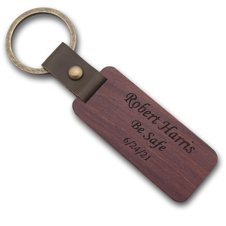 Personalized Quality Solid Wood and Genuine Leather Keychains - Etsy