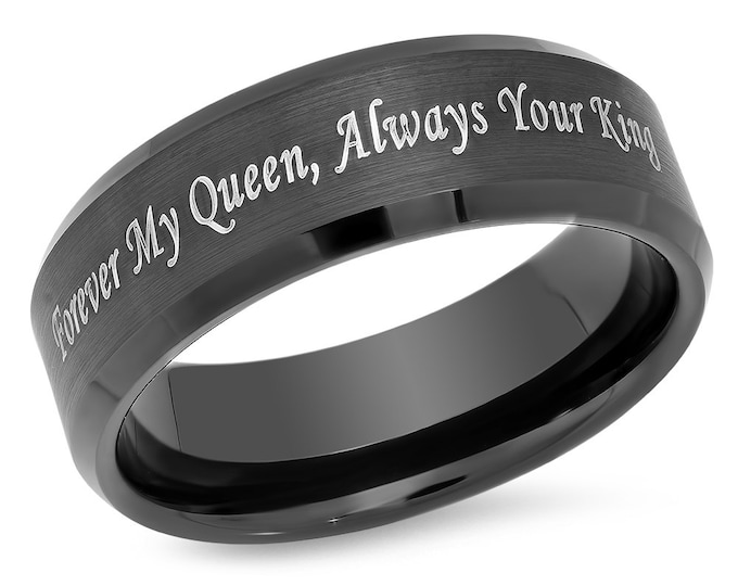 Forever My Queen, Always Your King Black Tungsten Promise Ring - Etsy