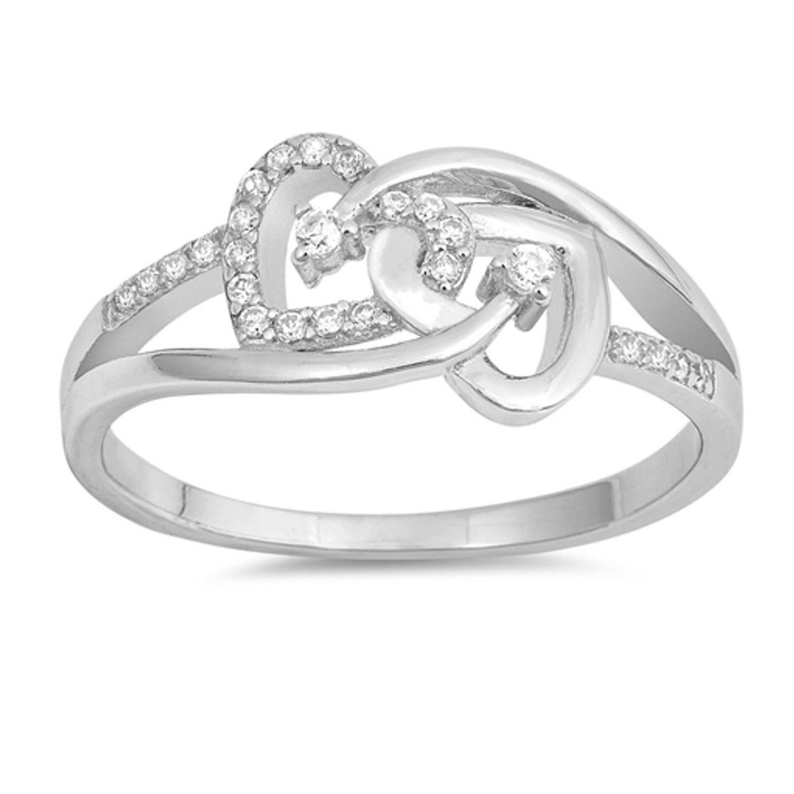 Personalized Quality 925 Sterling Silver Two Hearts Ring - Etsy