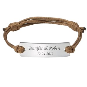 Personalized Quality Single Layer Leather Rope ID Bracelet Free ...